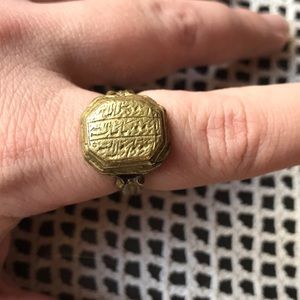 Jewelry | Vintage Brass Ring With Writing On It | Poshmark